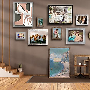 Frametory, 16x20 Poster Frame White Distressed Grain Style Frames for 16 by 20 Picture or Photo- Wide Moulding Design with Real Glass - Wall Display Hanging(2 Pack)