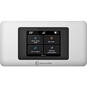 GlocalMe DuoTurbo 4G LTE Mobile Hotspot & Protective Case, Wireless Pocket WiFi Device for Home or Travel in 140+ Countries, SIMFREE, Smart Local Network Auto-Selection, with US 8GB & Global 1GB Data