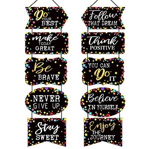 PETCEE Classroom Decoration Banner Confetti Motivational Porch Sign Back to School Positive Sayings Accents Cutouts for Student Teacher School Classroom Bulletin Board Office Home Nursery Decor