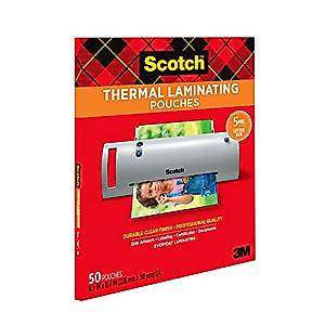 Scotch Thermal Laminating Pouches Premium Quality, 5 Mil Thick for Extra Protection, 50 Pack Letter Size Laminating Sheets, Our Most Durable Lamination Pouch, 8.9 x 11.4 inches, Clear (TP5854-50)