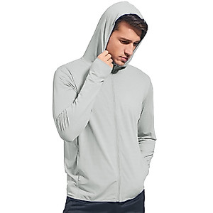 qualidyne Men's UPF 50+ UV Full Zip Sun Protection Jacket Hoodie with Pockets Lightweight Fishing Hiking Cooling Shirts