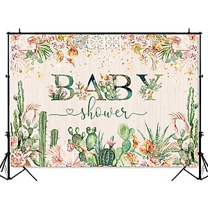 Mocsicka Boho Fiesta Baby Shower Backdrop for Girl Cactus Baby Shower Party Decorations MexicanTaco Bout Baby Background Cake Table Banner(7x5ft (82x60 inch))