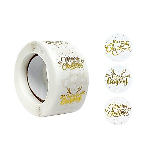 allydrew Christmas Stickers Label Roll, Holiday Stickers for Sealing Cards, Envelopes, Gift Boxes, Festive Party Favors (500 pcs), (Gold Foil) Merry Christmas