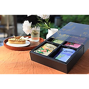 Libamtea Tea Sampler Gift Sets - Assorted Tea Gift Box - 24 Count Tea Bags,4 Tea Flavors | 100% Natural Ingredients | Holiday Gifts for Women（Peach Oolong,Jasmine,Rose Black,Rooibos）