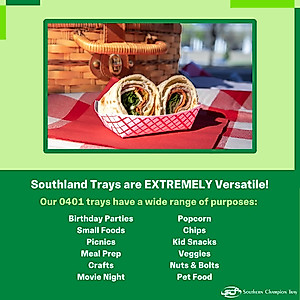 Southern Champion Tray 0401 #25 Southland Paperboard Red Check Food Tray, 1/4 lb Capacity, 250 Count (Pack of 4)