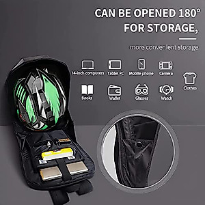 Crelander LED Laptop Backpack Knight Motocycle Storage Bag Dynamic Daypack with 5000mah Wireless Power Bank