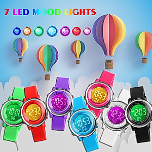 cofuo Kids Digital Sport Waterproof Watch for Girls Boys, Kid Sports Outdoor LED Electrical Watches with Luminous Alarm Stopwatch Child Wristwatch