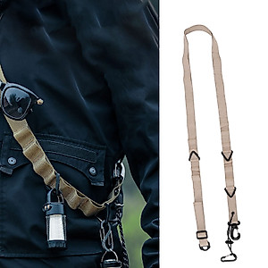 TOPINCN Outdoor Tent Camping Clothesline with Hooks, Travel Clothesline Multipurpose Shoulder Strap 24 Holes Adjustable Hanging Camping Clothesline Lanyard Clothes Line Rope(Khaki)