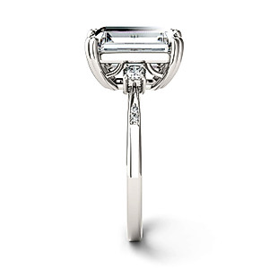 14K White Gold Moissanite by Charles & Colvard 10x8mm Emerald Fashion Ring-size 6 3.69cttw DEW