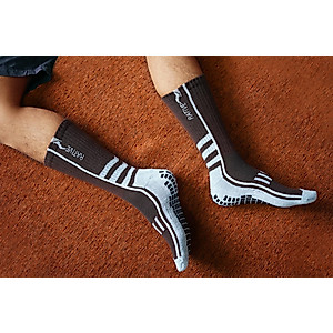 RATIVE Anti Slip Non Skid Slipper Hospital Crew Socks with grips for Adults Men Women (XXL, 4 pairs-back stripes)