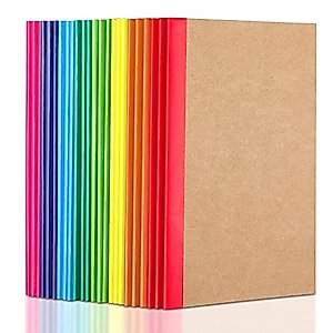 24 Packs A5 Composition Notebooks Kraft Lined Journals with Rainbow Spines Kraft Cover Travel Journal for Kids Students Home Office School College Supplies, 8.3 x 5.5 Inch, 60 Pages (24 Packs)