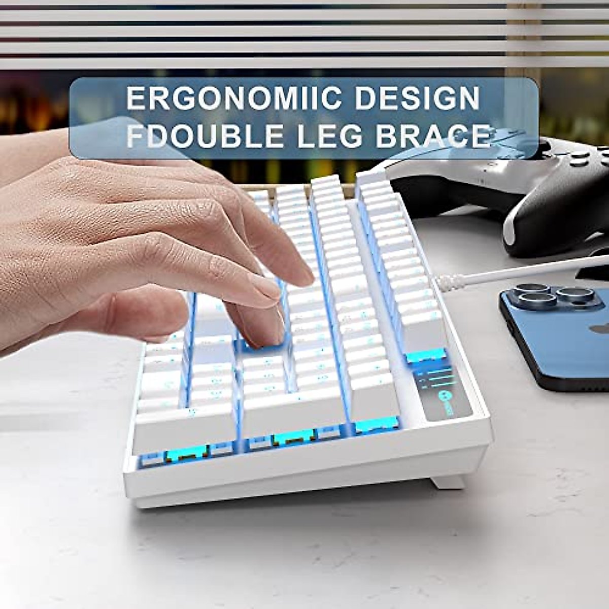MageGee Mechanical Gaming Keyboard, Wired USB Adjustable Backlight Keyboard, New Mechanical Storm 100% Anti-ghosting Keyboard with Red Switches for Windows PC/MAC Games (White)