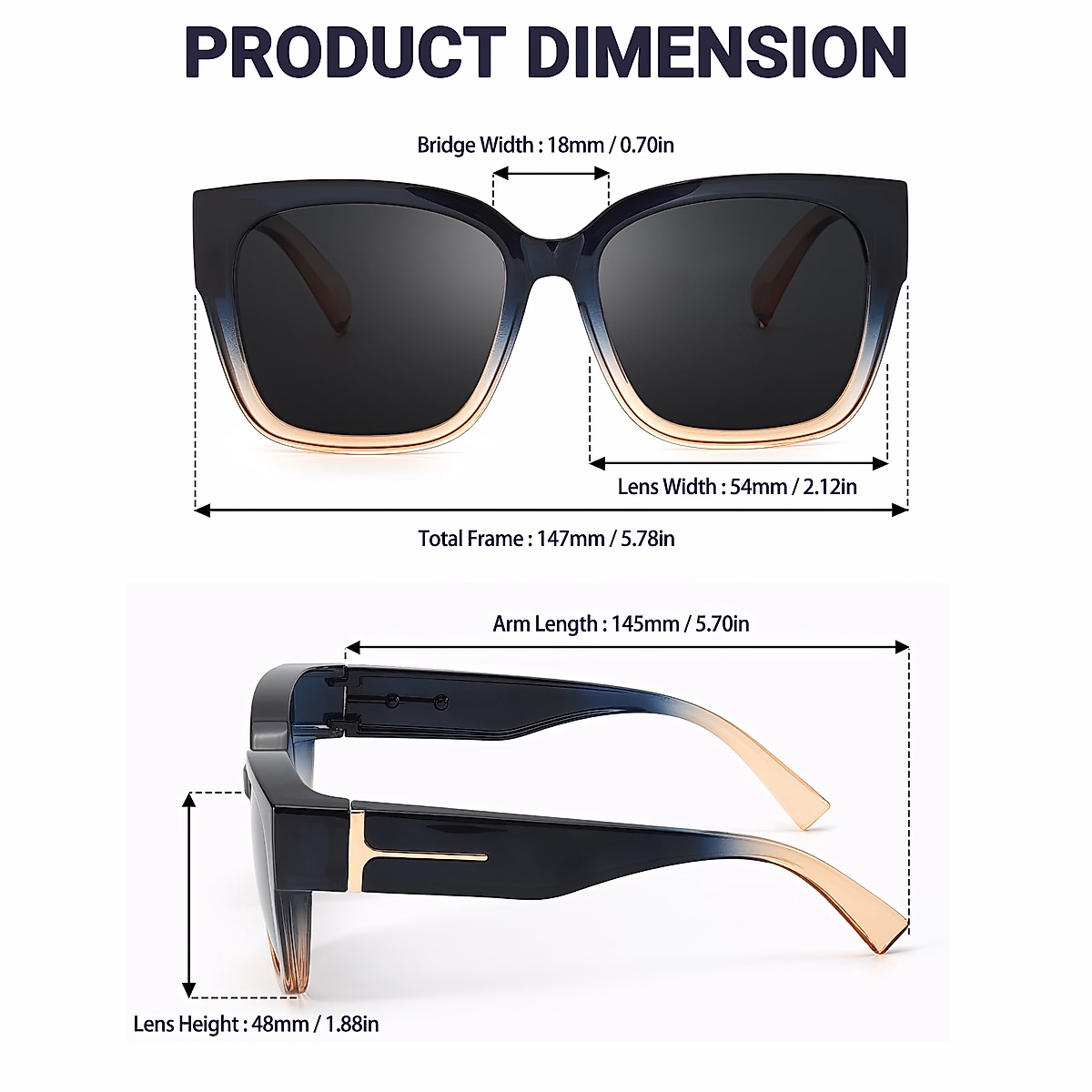 Myiaur Fit Over Sunglasses for Women, Trendy Designer Style Oversized Polarized Sunglasses for Driving with UV400 Protection