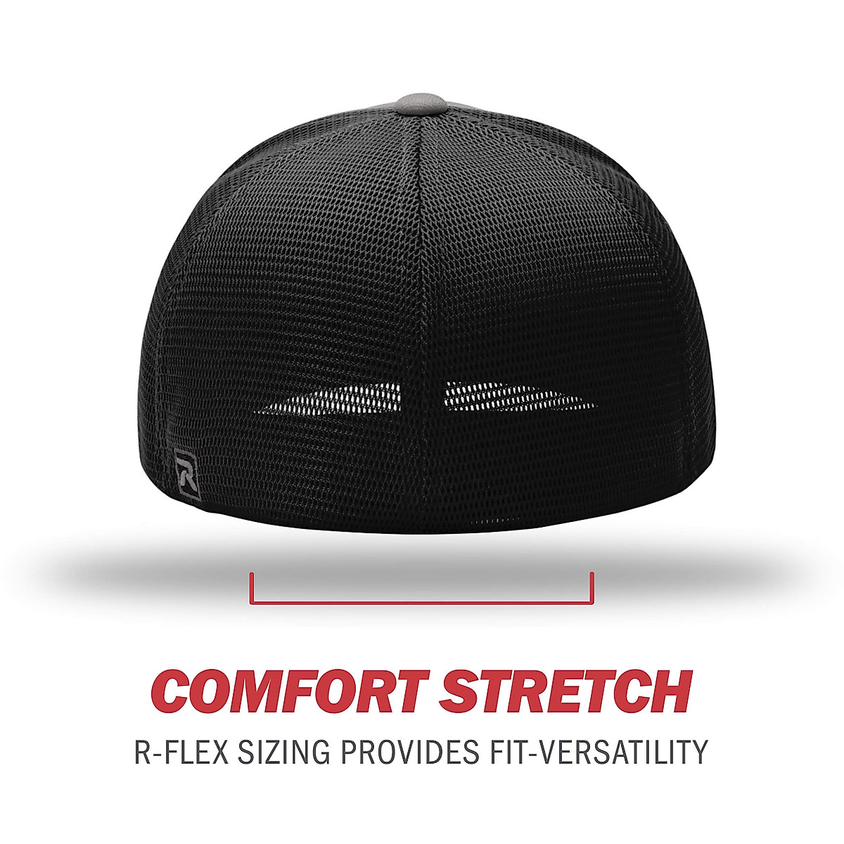 Richardson Unisex 172 Trucker Pulse Sportmesh R-Flex Baseball Cap, Split Charcoal/Black, Large/X-Large