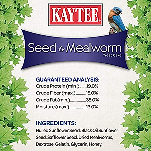 Kaytee Wild Bird Seed & Mealworm Seed Treat Cake, 6 Ounces