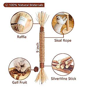 Gochanmon Cat Toys-3Pcs Natural Silvervine Sticks-Catnip Cat Chew Toys for Kitten Teeth Cleaning-Matatabi Cat Treat Toy-Edible Kitty Toys for Cats Lick (3Psc)