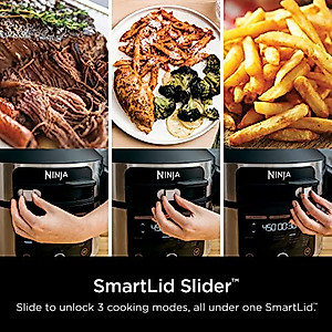 Ninja OL500 Foodi 6.5-qt. Pressure Cooker Steam Fryer with SmartLid, 13-in-1 that Air Fries, Bakes & More, with 2-Layer Capacity, Crisp Basket, Silver/Black (Renewed)