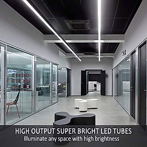 6 Pack T8 4FT 24W LED Integrated Tube Light Fixture,Shop Light with ON/Off Switch Power Line,Utility Linkable Lighting Daylight White 6000K,4 Foot Single Strip Indoor Connectable Lamp,Milky Cover