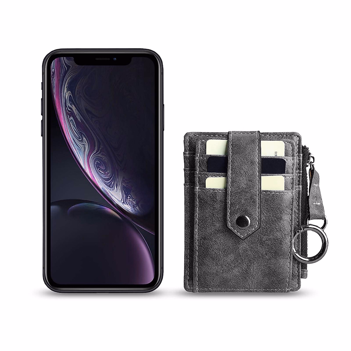 AOXONEL Card Wallet Leather Rfid Credit Card Holder for Women Compact Small Womens Wallet Ladies Slim Mini Coin Purse (Grey)