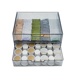 STORi STAX Plastic Stackable Organizer Drawers (Set of 2) Classic Grey | 12.5" Wide | Set Includes Two Open Drawer | Organize Office Desk Accessories & Sort Paper | Made in USA