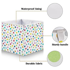 Emelivor Polka Dot Cube Storage Bin Fabric Storage Cubes Large Storage Baskets for Shelves Collapsible Cube Organizer Bins for Shelves Nursery Closer Bedroom Home,11 x 11inch