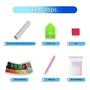 5D Diamond Painting Full Drill, Dinyland Cartoon DIY Diamond Painting by Number Kits, Rhinestone Crystal Drawing Gift for Adults Kids, 16''x12'' Home Wall Décor