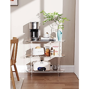 solaround Clear Bookshelf, Acrylic Bookcase with Open Book Shelf Console Table for Entryway Office Living Room Bedroom (3 Tier Clear)