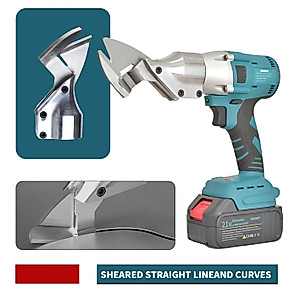 Electric Metal Scissors, Cordless Metal Shears for Cutting Sheet, Iron, Upholstery, Carpet, Leather, Cardboard with 2pcs 3000mAh Batteries, Charger, Carry Case