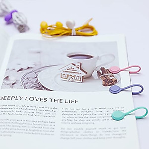 6pcs Silicone Magnetic Cable Ties 4.65" Twist Ties Enhanced Magnet Never Fall Off, Snap On Magnetic organizer Cord Holder for Bundling and Organizing, Holding Stuff, Book Markers, Fridge Magnets