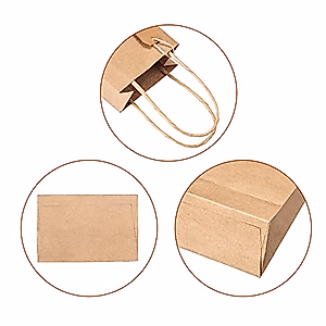 24 Pieces Mini Kraft Paper Bags with Handles 6.25 x 3.5 Inch Paper Party Favor Bag, 24 Pieces Blank Kraft Paper Tag Hanging Labels and 33 Feet Long Twine Rope for Treat Bags, Shopping Bags (Brown)