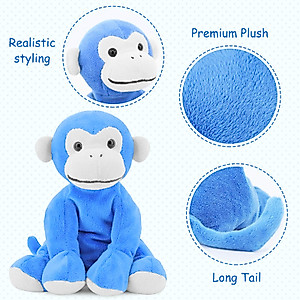 WEIGEDU Ape Monkey Stuffed Animal Plush Toys, Stuffed Monkey Blue, Soft Cute Monkey Toy for Toddlers Child Kids Babies Birthday Gift, 7.9" Blue