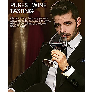 White&Red Wine Glasses Set of 4- Hand Blown Crystal Wine Glass-Thin Rim,Long Stem,Perfect for Red or White,Daily Use,Unique Wedding Anniversary or Birthday Gift