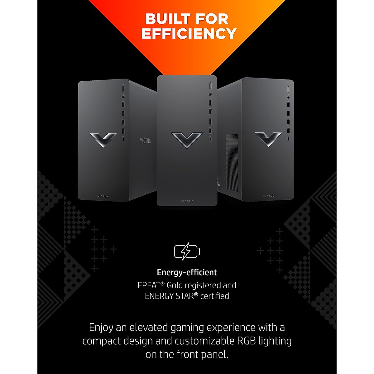 HP Victus 15L Gaming Desktop Computer, NVIDIA GeForce RTX 3060 Graphics Card, 12th Gen Intel Core Processor, 16 GB SDRAM, 512GB SSD, Windows11 Home OS, QuickDrop, Wi-Fi & Bluetooth (TG02-0040,2022)