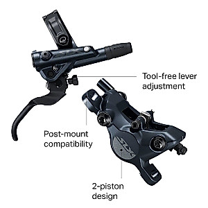 Shimano SLX BL-M7100/BR-M7100 Disc Brake and Lever - Rear, Hydraulic, Post Mount, 2-Piston, Black
