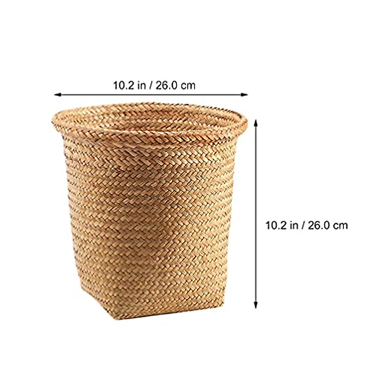 Toyvian 1Pc Straw Woven Storage Basket, Round Rattan Waste Basket Decorative Round Trash can for Bedroom Desktop Coffee (28cm)