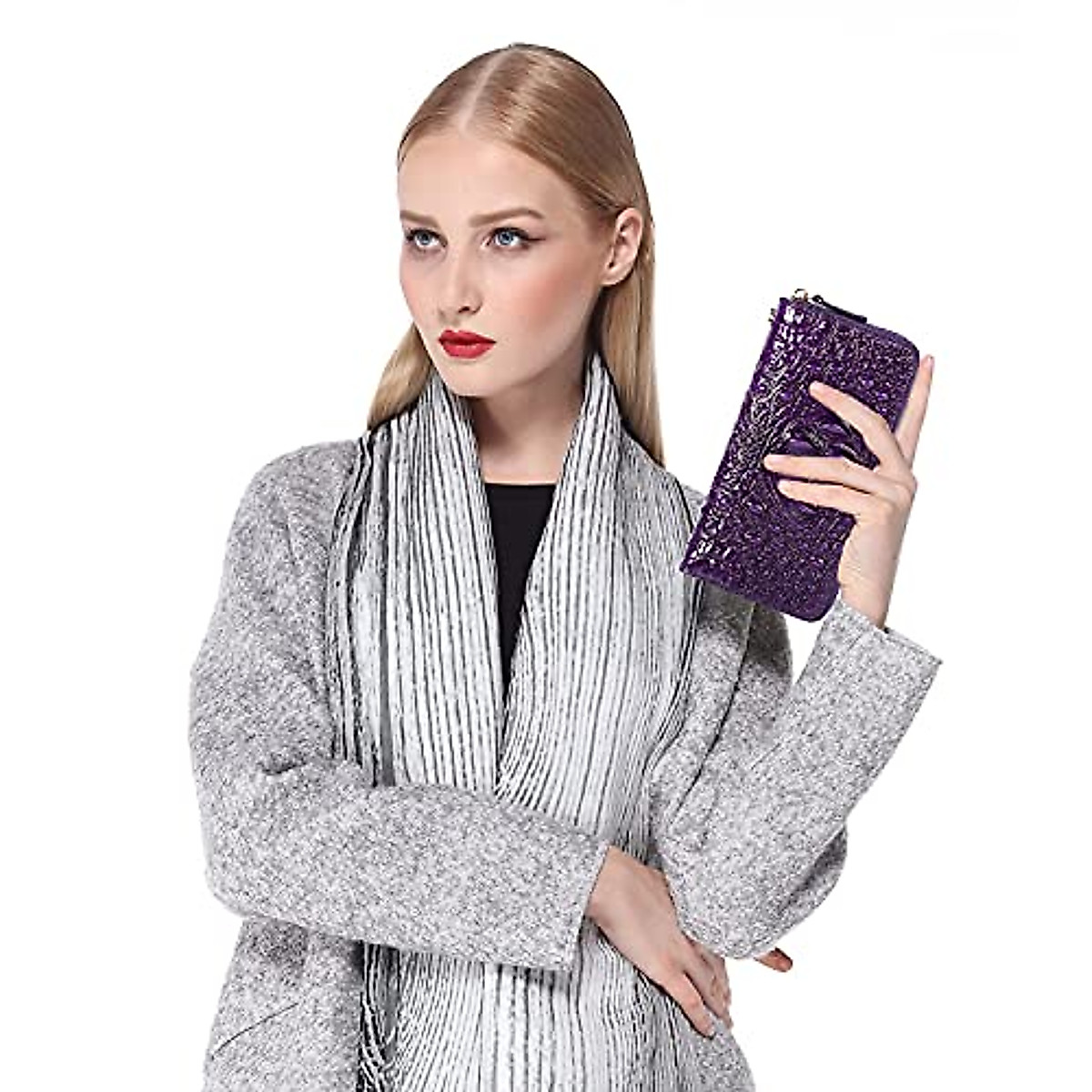 PIJUSHI Women Handbags Crocodile Top Handle Bag Designer Satchel Bags For Women Wristlet Wallet for Women Crocodile Leather Wallet Ladies Clutch Purse