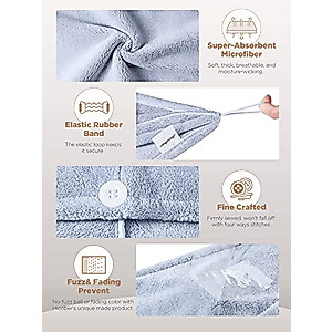 Hicober Microfiber Hair Towel, 3 Packs Hair Turbans for Wet Hair, Drying Hair Wrap Towels for Curly Hair Women Anti Frizz(Purple,Blue,Grey)