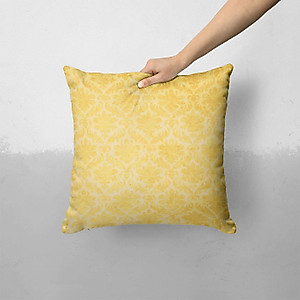 iiRov Mustard Yellow Damask Pattern - Custom Decorative Home Decor Indoor or Outdoor Throw Pillow Cover Plus Cushion Set for Sofa, Bed or Couch (Pillow CASE Cover Plus Cushion)