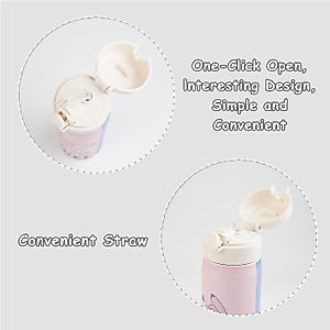 Cute Stitch Water Bottle,Cartoon Anime Water Bottle Cup with Straw,Quick Open Insulated Bottle for Girls 480ml (A)