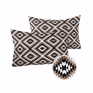 Brown Black Outdoor Pillow Cover 12x20 Inch Cushion Sham Case, Waterproof Decorative Lumbar Throw Pillowcase for Outside Garden Patio Porch Couch Chair Tent Moroccan Southwestern Aztec Abstract Boho