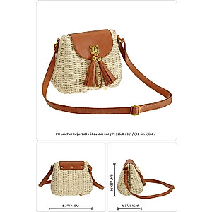 So'each Women's Handmade Wicker Woven Purse Tassels Message Crossbody Bag