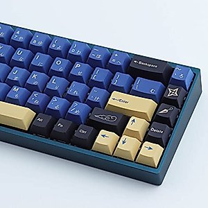 Hyekit PBT Keycaps 119 Keys Blue Samurai Keycaps Dye-Sublimation Ninja PBT Keycap Set Cherry Profile Custom Keycaps for Cherry Gateron MX Switches Mechanical Keyboards US Layout