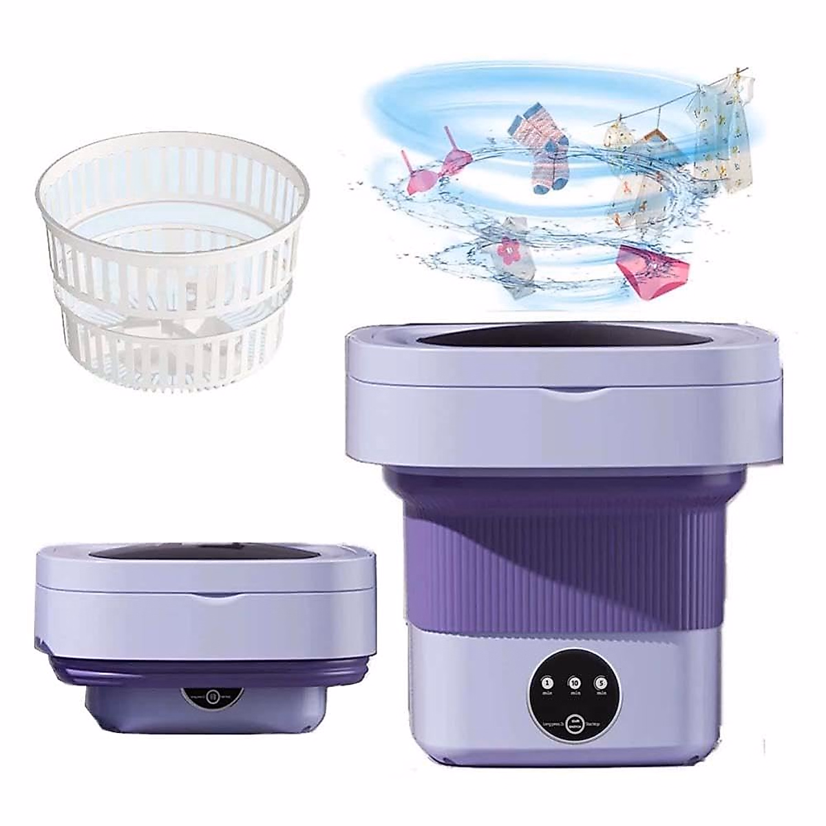 JCAKES Mini Portable Washing Machine，Foldable Washing Machine，Small Washing Machine，6.5L Washing Machine with Drying Drum, 3 Modes Touch Timer Washing Machine，for Socks, Baby Clothes, Underwear