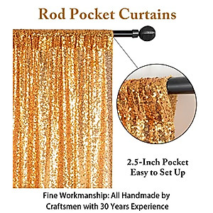 ShiDianYi 20 Ft X 10 Ft Gold Sequin Backdrop Curtain Sequin Fabric Photo Booth Backdrop Wedding Reception Deep Gold Glitter Photography Backdrop for Parties