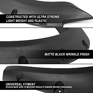 DNA Motoring WF-81008-MBK Pocket-Riveted Style Fender Flare Cover Wheel Protectors Compatible with 10-18 Dodge Ram 2500 3500, 4Pcs/Kit