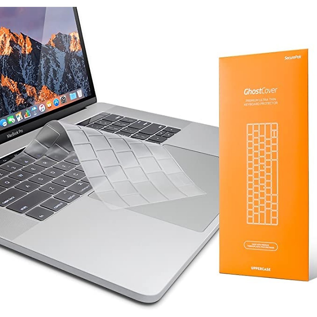 UPPERCASE GhostCover Premium Ultra Thin Keyboard Protector, Compatible with MacBook Pro with Touch Bar 13" and 15" (2016 2017 2018 2019, Apple Model Number A1706, A1707, A1989, A1990, A2159)