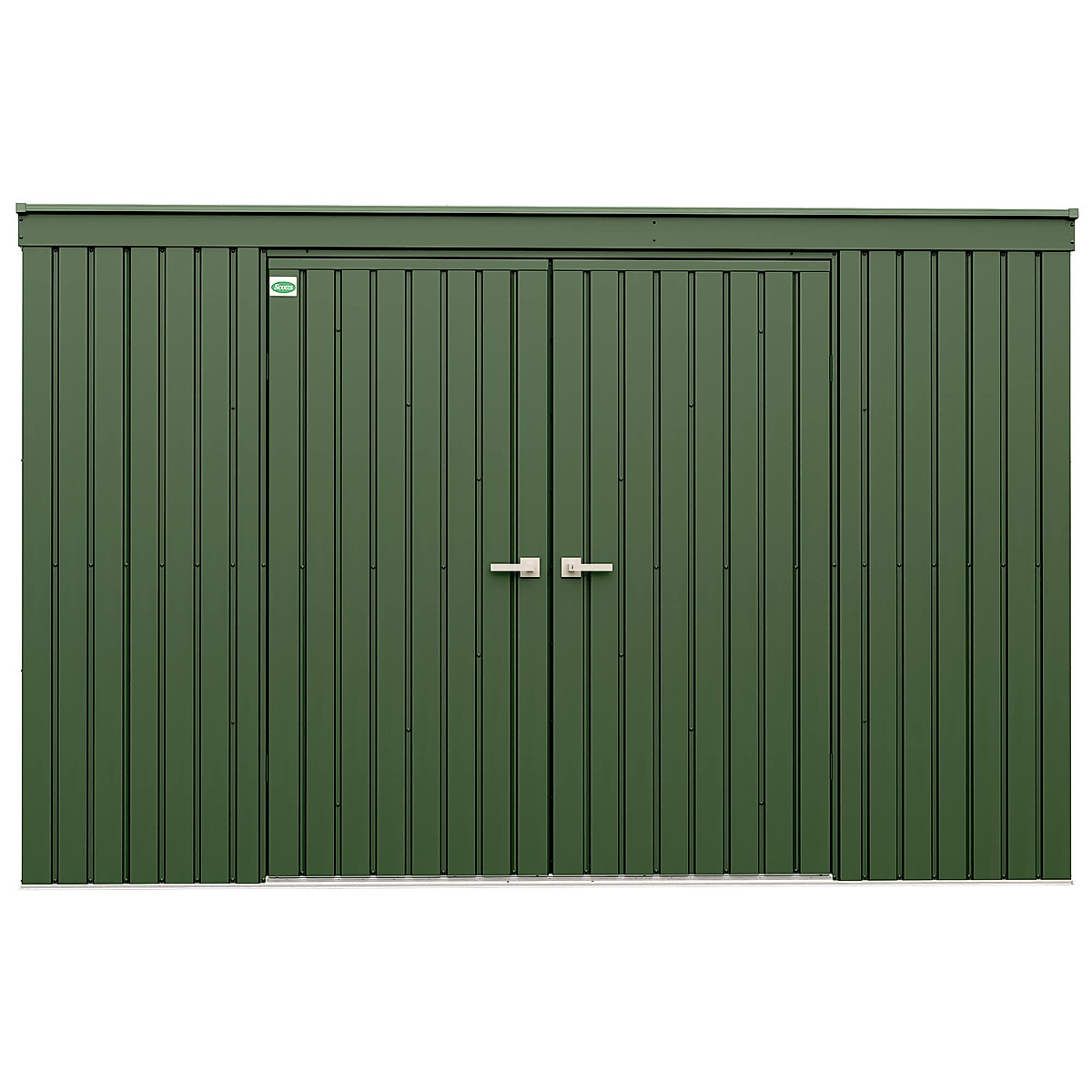 Scotts 10' x 4' Garden Storage Shed Outdoor Lockable Water-Resistant Steel Building with Tool Hanger and Pent Roof, Green