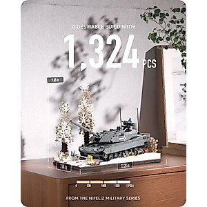 Nifeliz Leopard II A7, Technical Tank Building Set, WW2 Military Model Toy for Adults (1,324 Pieces)