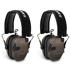 Walker's Razor Slim Shooter Electronic Hunting Folding Hearing Protection Earmuffs with 23dB Noise Reduction and Sound Amplification, (2 Pack)