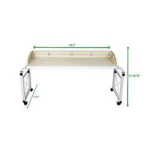 Mind Reader Rolling Adjustable Desk Laptop Workstation, Over Bed or Couch Table, White